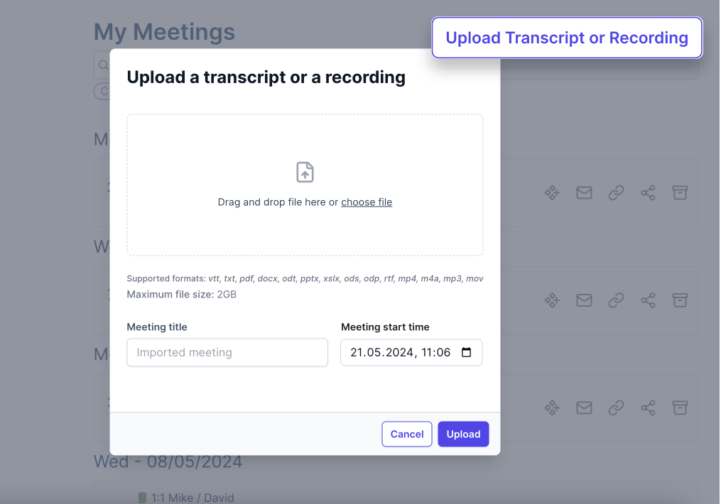 Transcribe Meeting Recordings from Audio Files